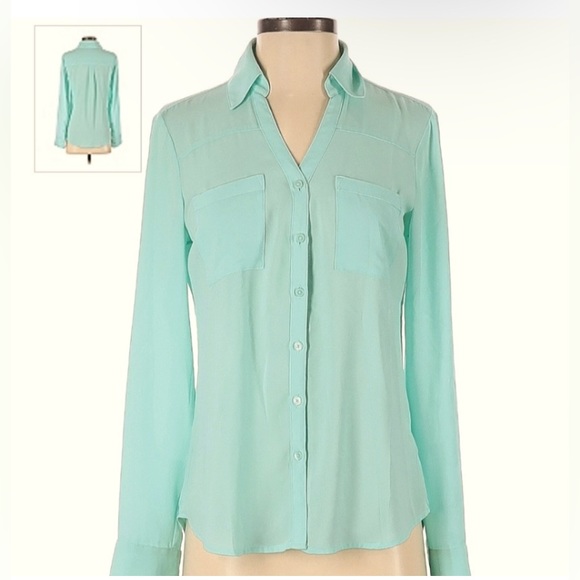Express | Tops | Express Portofino Long Sleeve Mint Green Button Down ...